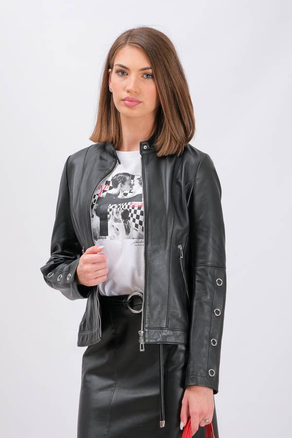 Hugo Lisaka Leather Jacket Black A2594 - Astra&Borovo